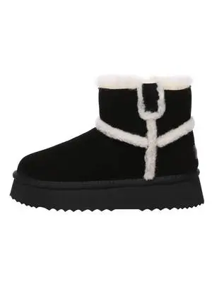 EVERAU AUSTRALIA Barren Leather Chic Platform Short Boots - Black