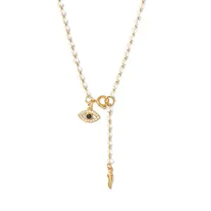 ALEXIE OF ATHENS Alexie Of Athens Protection Evil Eye Bead Lariat White
