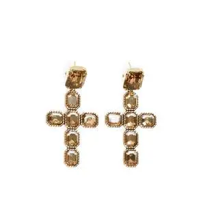 ADDICTED2 Calliope Earrings Plated Cross With Crystals - Gold