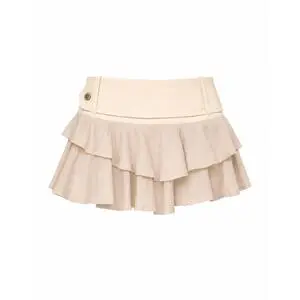 Carmen Says Solea Ruffle Denim Mini Skirt - White