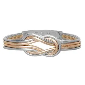 BELTBE Gold / Silver Knot Leather Belt Metallic Silver & Gold - Gold/silver