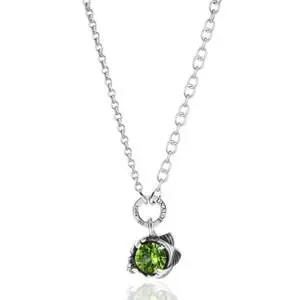UNALOE Silver & Green Zirconia Leaf Pendant Necklace - Silver/green