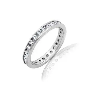 DIAMONBLISS Embellished With Swarovski Channel Setting One Carat Round Cut Eternity Ring - White