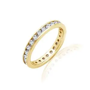 DIAMONBLISS Embellished With Swarovski Channel Setting One Carat Round Cut Eternity Ring - Yellow