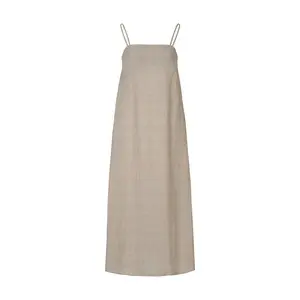 THE SUMMER EDIT Neutrals Blake Luxe Linen Bandeau Sundress Natural - Black/blue
