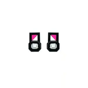 GISSA BICALHO Handmade Acrylic Earring P Deco Octogonal Cut Stone - Pink