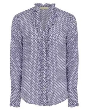 GUINEA Silk Top Pale & Cream Heart Print - Blue