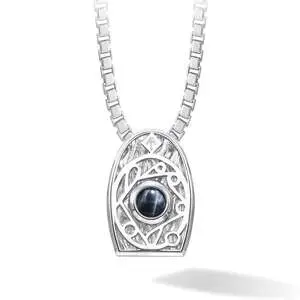 AWNL Blue / Silver Hawk Eye Tiwaz Moving Ball Silver Necklace - Blue/silver