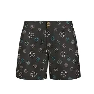 NOOR Prince Swim Short In Noir Luxe Fiore Print - Black/pink