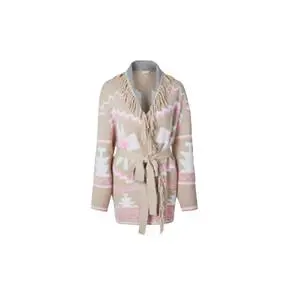TIRILLM Neutrals Maggie Pattern Knitted Cashmere Cardigan, Light Melange - Beige