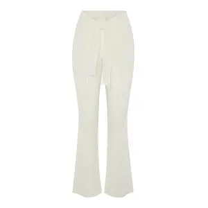 THE SUMMER EDIT Livi Crinkle Linen Trouser Ivory - White