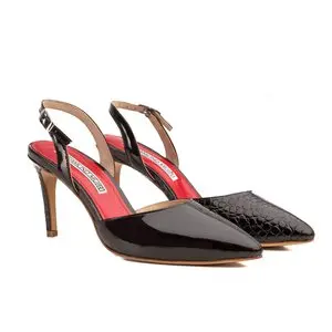ROSAMUND MUIR LONDON Augusta Duo-texture Slingback Heels - Black