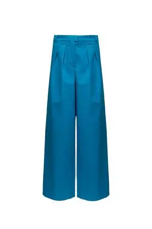 HELENE GALWAS Irena Cyan Cotton Trousers