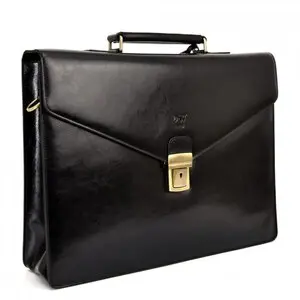 DAVID WEJ Smooth Leather Briefcase