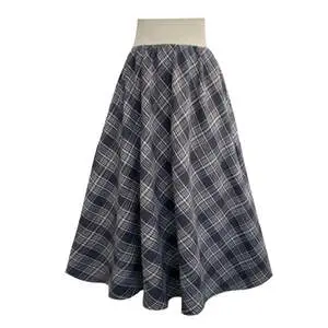 FROCK TALES Midi Skirt In Navy Tartan - Blue/grey