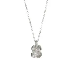 CLAIRE HILL DESIGNS White Topaz Lichen Pendant Necklace - Silver