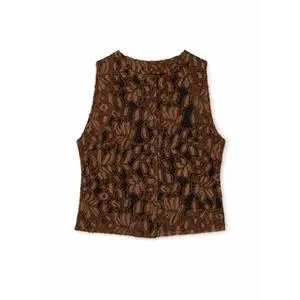 Carmen Says Lovers Velvet Lace Occasion Top - Brown