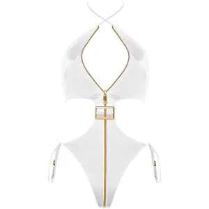 ANTONINIAS Cynus Cut-out One-piece With Gold Details - White