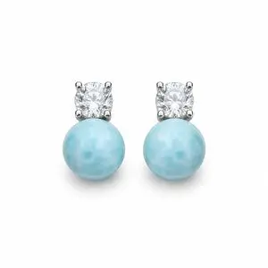 ORMIRO Mermaid's Tear Larimar Stud Earrings - Blue