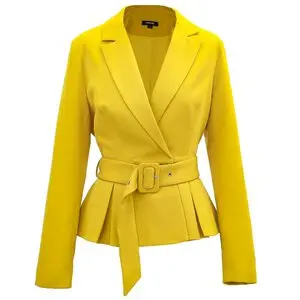 SMART AND JOY Pleated Skirt Tailor Jacket - Yellow