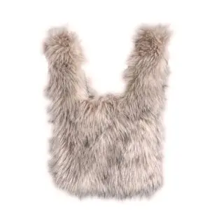 LOVE AND NOSTALGIA Frankie Fur Bag Grey - Brown