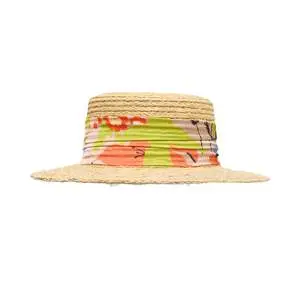 LOST PATTERN Frida's Garden" Raffia Hat With Ribbon Band Multicolour - Purple