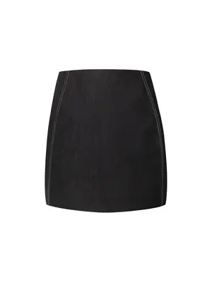 TIA DORRAINE Denim Mini Skirt - Black