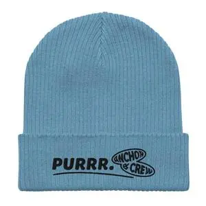 ANCHOR & CREW Light Purrr Gen. Organic Cotton Embroidered Beanie - Blue