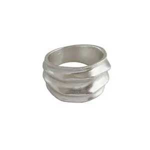 JANUS EDINBURGH Sterling Sandwood Chunky Wave Ring Band - Silver