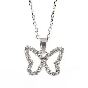 EBRU JEWELRY Sparkly Butterfly Necklace - Silver