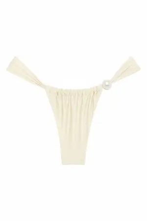 MONTCE Neutrals Cream Silkie Sandra Pearl Bikini Bottom - White