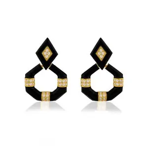 MILOU JEWELRY Geometric Drop Earrings - Black