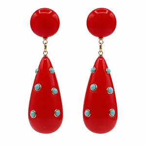 MICHAEL NASH JEWELRY Michael Nash Jewelry Kathryn Drop Earrings With Turquoise Studded Detail Red