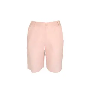 Haris Cotton Linen Curve Bermuda With Elastic Waistband - Pink
