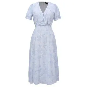 SMART AND JOY Flared Empire Dress With Liberty Print Light - Blue
