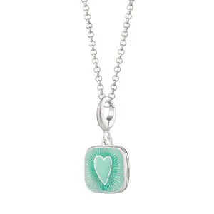 LILY CHARMED Silver / Blue Sterling Silver Turquoise Heart Locket Necklace - Silver/blue