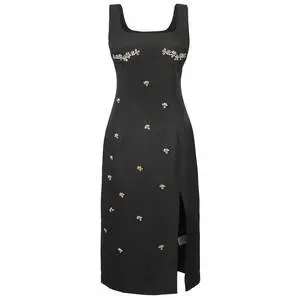 SMART AND JOY Embroidered Fitted Coktail Dress - Black
