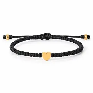 HARBOUR UK Valentino Gold Vermeil Heart Rope Bracelet - Black