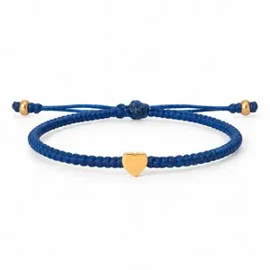 HARBOUR UK Valentino Gold Vermeil Heart Rope Bracelet - Blue