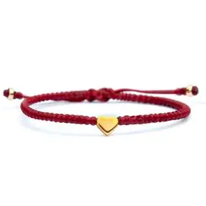HARBOUR UK Valentino String Bracelet With Gold Heart Bead - Red