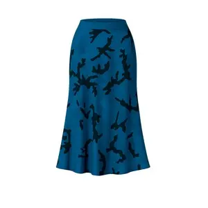 TANTRA SPAIN SL Printed Midi Skirt With Silk, Flounce - Blue