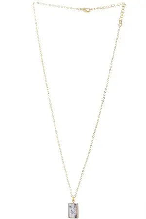 Saachi Square Gemstone Mini Earring And Necklace Set - Grey