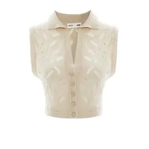 PCFG Neutrals / Cropped Ripped Knit Top Fog