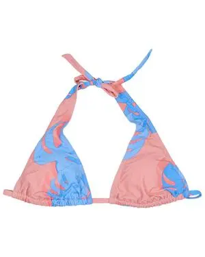 LORDS OF HARLECH Raquel Monstera Floral Coral Bikini Top Pink