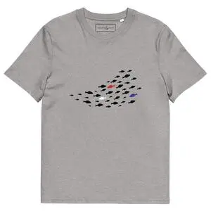 ANCHOR & CREW Fish Where's William Going?" Organic Cotton T-shirt - Grey