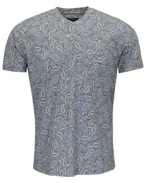 LORDS OF HARLECH Maze Paisley Pile Sunshine Vneck Tee - Yellow