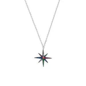 SPERO LONDON Sterling Rainbow Starburst Necklace - Silver