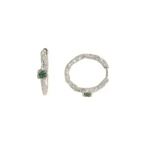 CLAIRE HILL DESIGNS Chalcedony Lichen Branch Medium Hoops - Silver