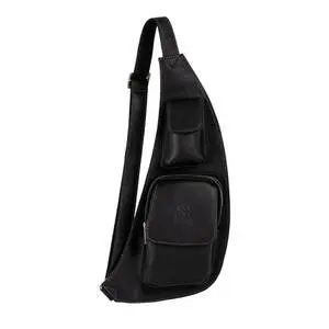 TIME RESISTANCE Leather Sling Bag Crossbody Bag The Monk - Black