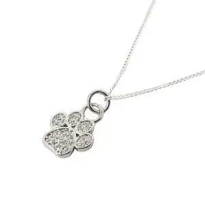 HARFI Mini Dog Cat Paw Print Charm Necklace - Silver